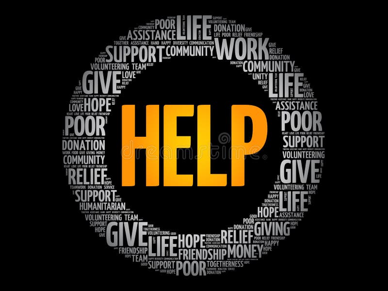 Help word cloud collage stock illustration. Illustration of assistance ...