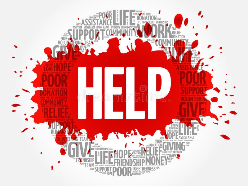 HELP word cloud collage stock illustration. Illustration of problem ...
