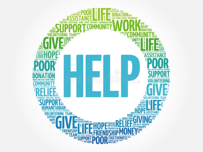 HELP word cloud collage stock illustration. Illustration of circle ...