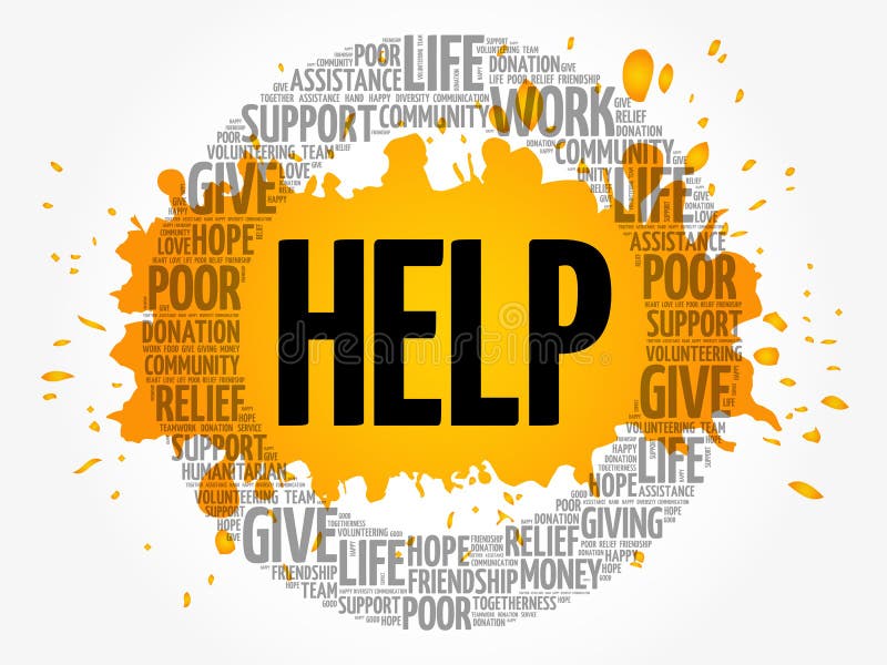 HELP word cloud collage stock illustration. Illustration of assistance ...