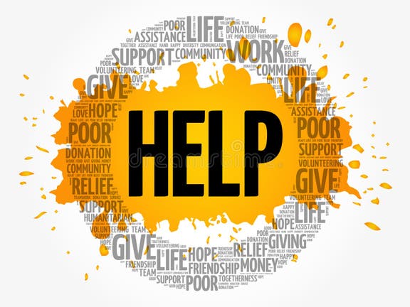 HELP word cloud collage stock illustration. Illustration of assistance ...
