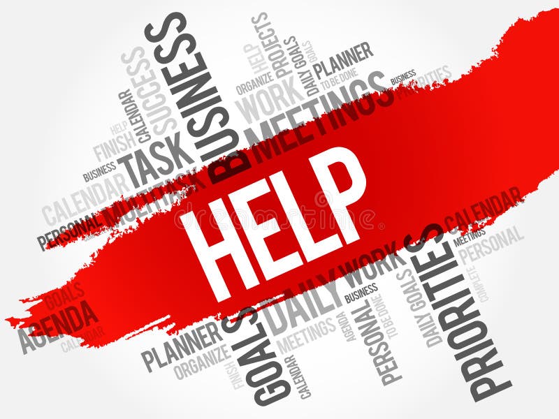 Help word cloud stock illustration. Illustration of items - 206552403