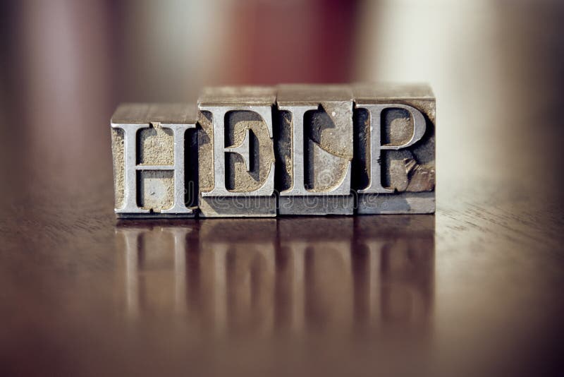 The Word HELP Composed Out of Vintage Letterpress Blocks Stock Photo ...