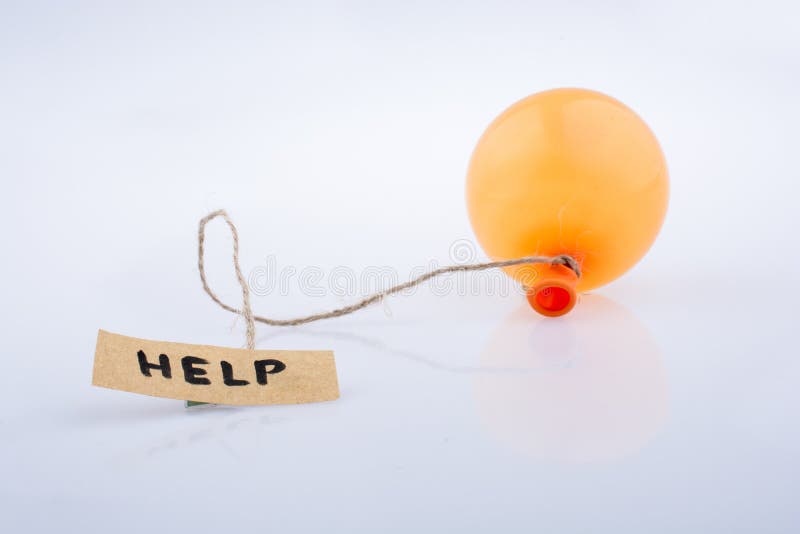 Help Word Written Paper Attached To a Balloon Stock Photo - Image of ...