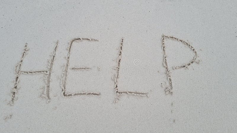 Help Written on Sandy Beach by Sea or Ocean Stock Photo - Image of ...