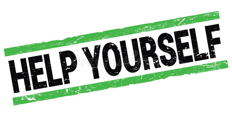 HELP YOURSELF Text on Black-green Rectangle Stamp Sign Stock ...