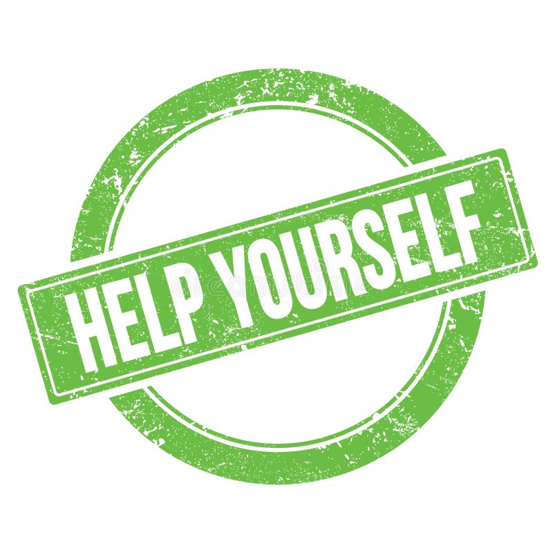 HELP YOURSELF Text on Green Grungy Round Stamp Stock Illustration ...