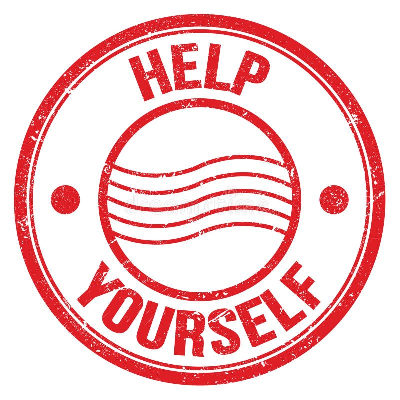 HELP YOURSELF Text on Red Round Postal Stamp Sign Stock Illustration ...