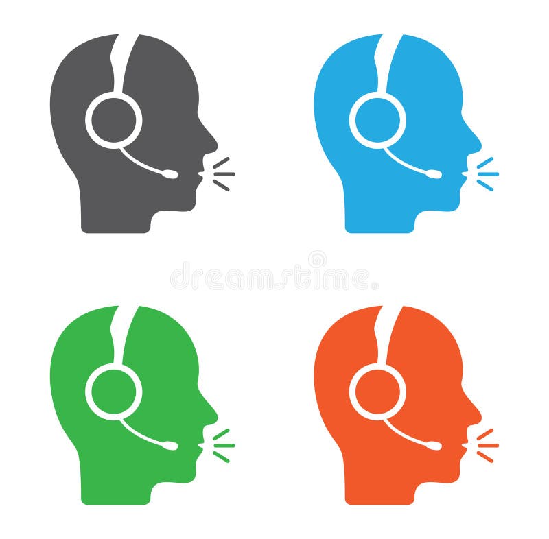 Helpdesk Head with Headphones Stock Vector - Illustration of office ...