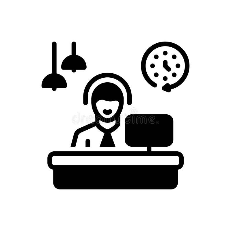 Black Solid Icon for Helpdesk, Customer and Desk Stock Illustration ...