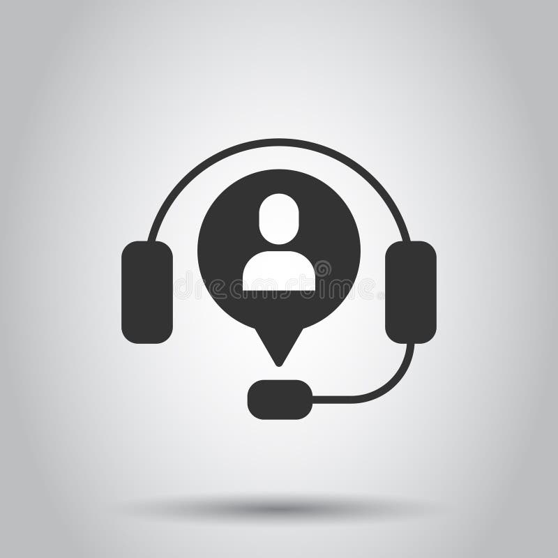 Helpdesk Icon in Flat Style. Headphone Vector Illustration on White ...