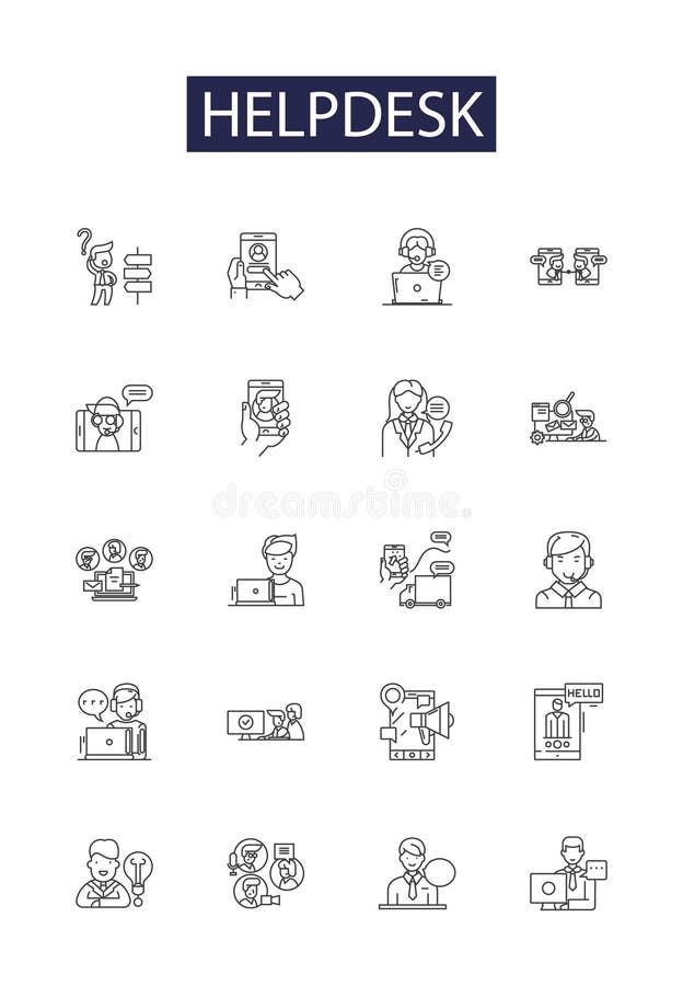 Helpdesk Line Vector Icons and Signs. Support, Technical, Assistance ...