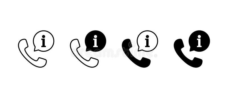 Helpdesk Phone Icon Set. Customer Support Call with Info Symbol Stock ...