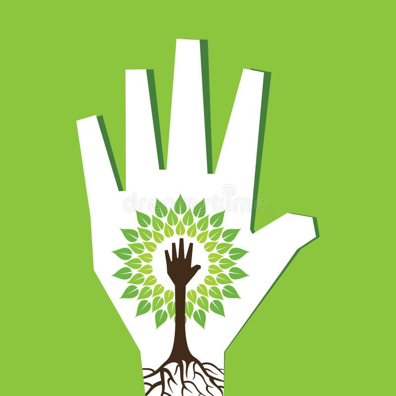 Helpend Hand Boom Binnen De Boom Maken Vector Illustratie ...