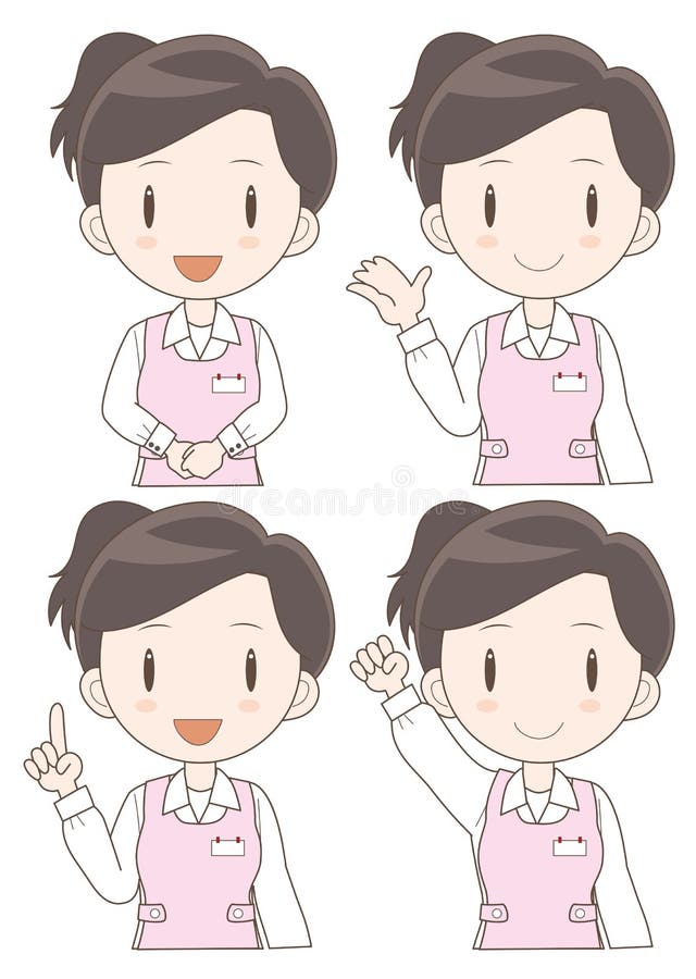 Helper Woman Expression Set Stock Vector - Illustration of characters ...