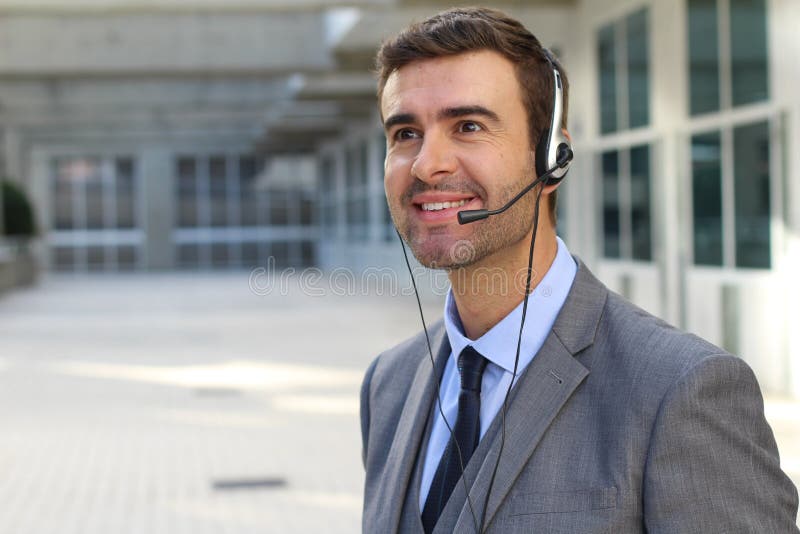 Helpful Phone Operator with Copy Space Stock Photo - Image of good ...