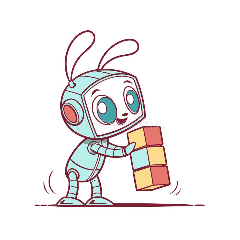 Helpful Robot Buddy Assisting Tasks Stock Illustration - Illustration ...