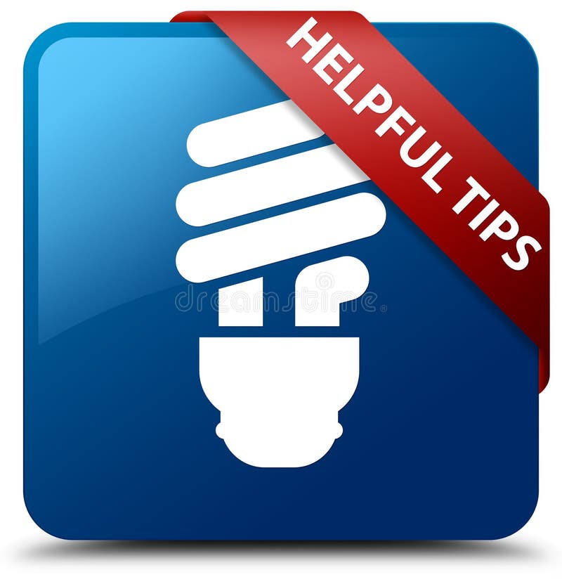 Helpful Tips (bulb Icon) Blue Square Button Red Ribbon in Corner Stock ...