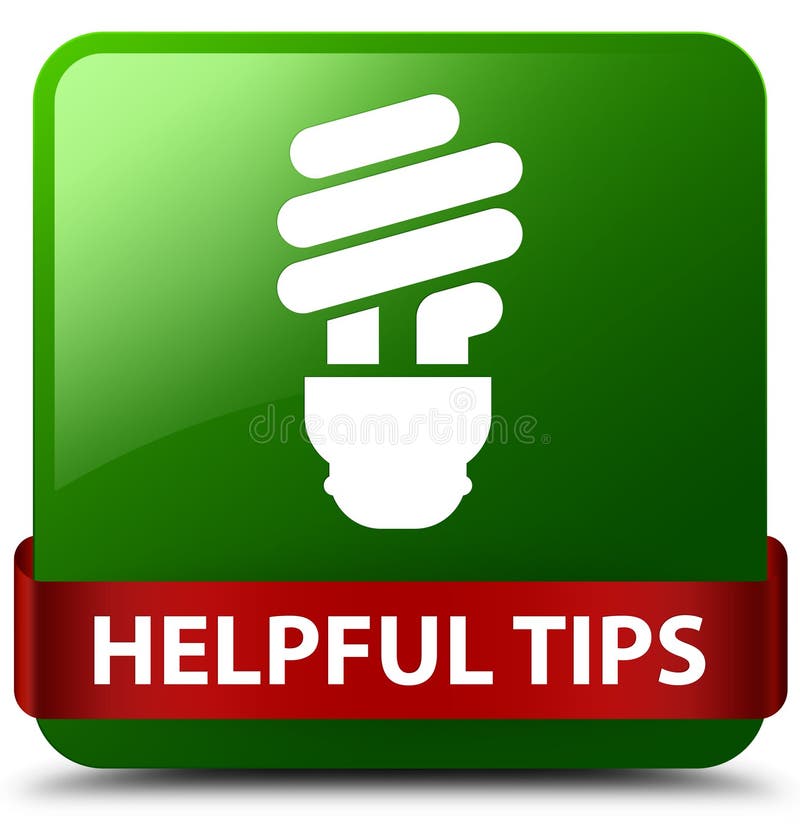 Helpful Tips (bulb Icon) Green Square Button Red Ribbon in Middle Stock ...