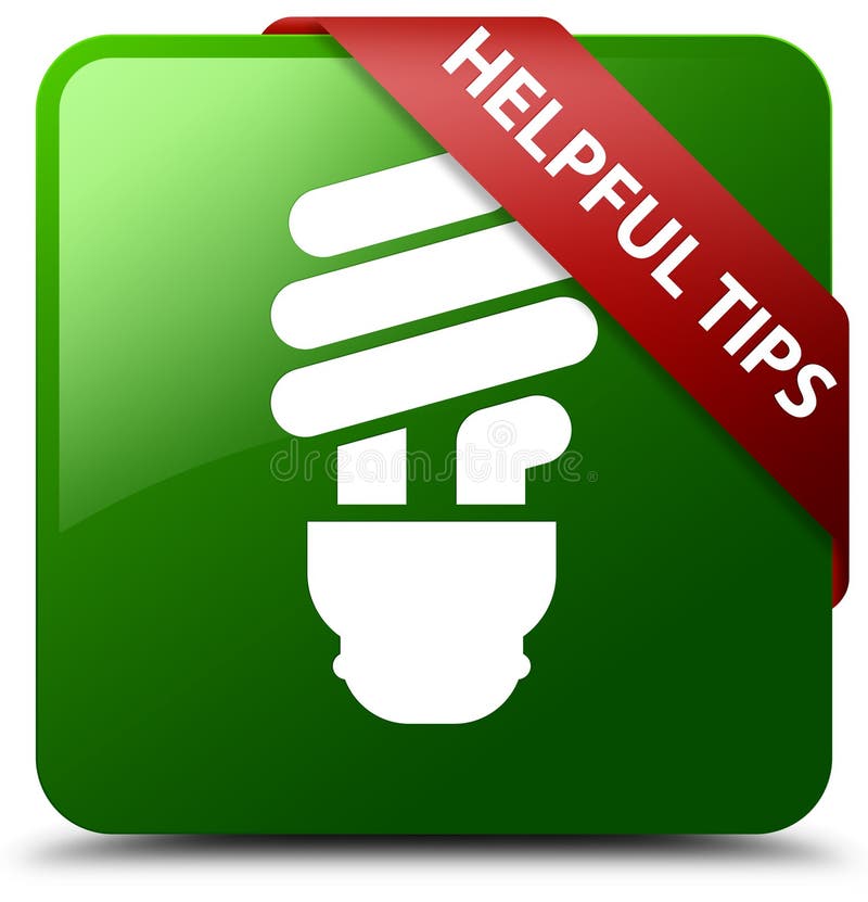 Helpful Tips Bulb Icon Green Square Button Stock Illustration ...