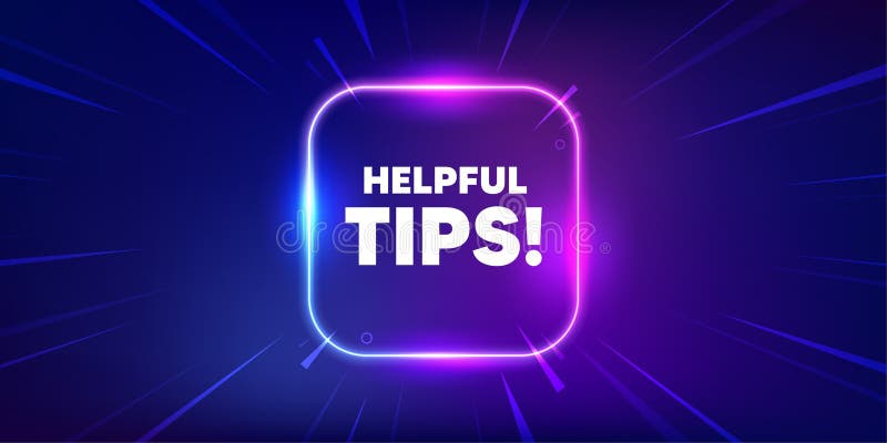 Helpful Tips Symbol. Education Faq Sign. Neon Light Frame Box. Vector ...