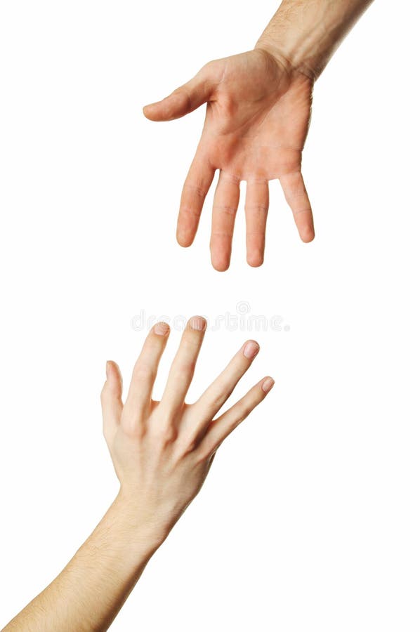 Helping Hands Reaching on White Stock Image - Image of bond ...