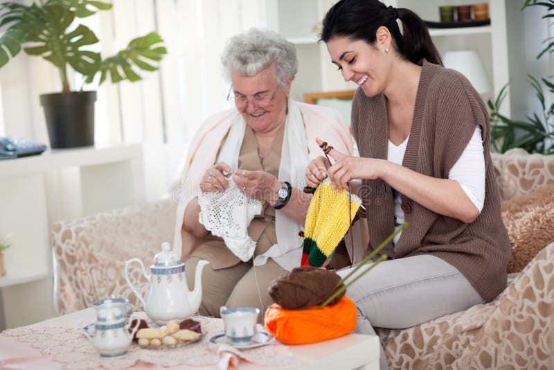 Helping Grandma Her Knitting Stock Photos - Free & Royalty-Free Stock ...