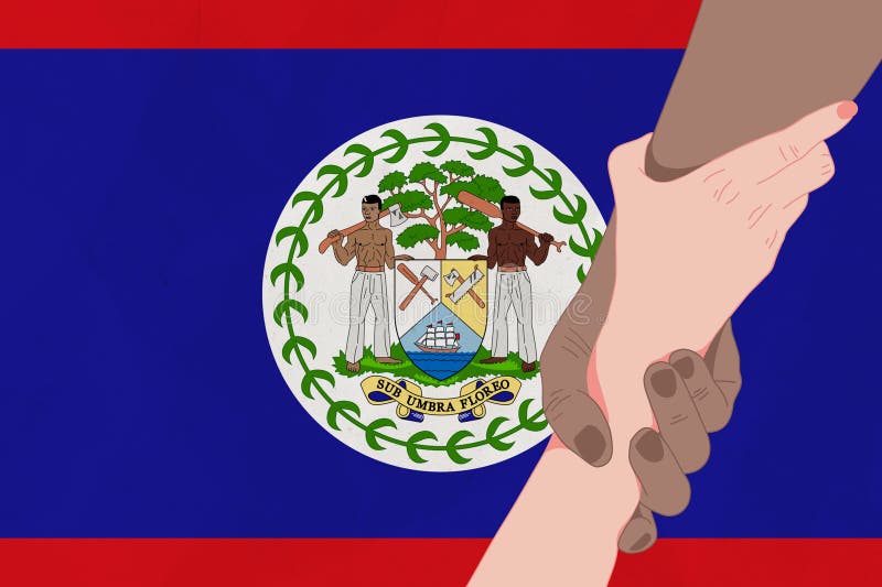 Helping Hand Against the Belize Flag. the Concept of Support. Two Hands ...