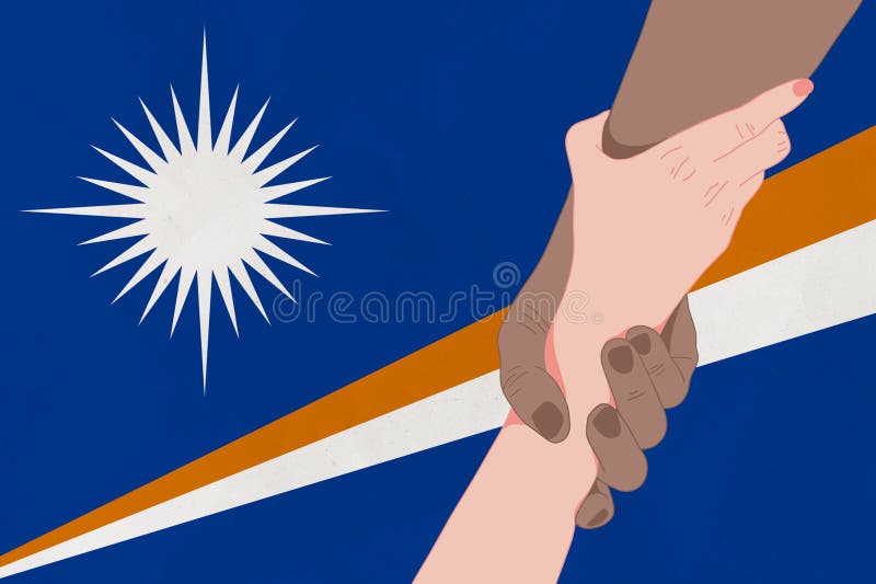 Helping Hand Against the Marshall Islands Flag. the Concept of Support ...