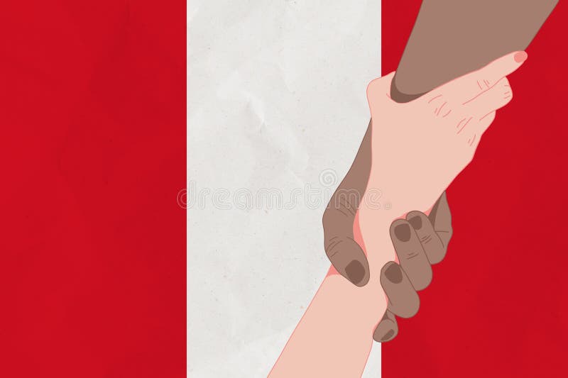 Helping Hand Against the Peru Flag. the Concept of Support. Two Hands ...