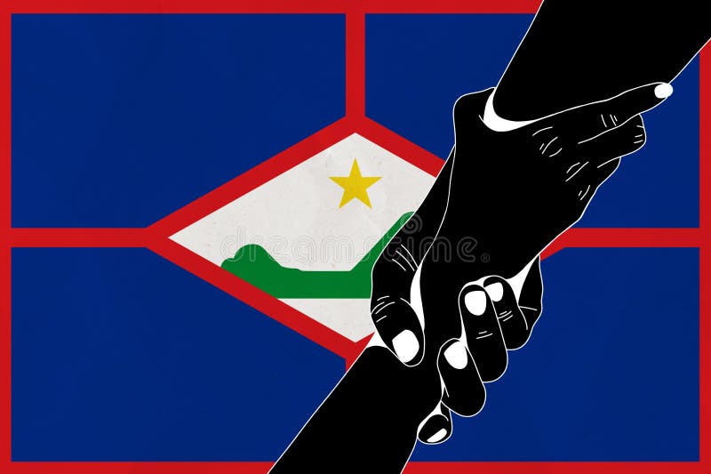 Helping Hand Against the Sint Eustatius Flag. the Concept of Support ...