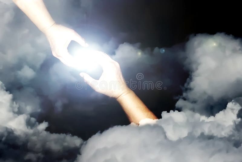 Helping Hand with Bright Light of Hope. Stock Photo - Image of life ...