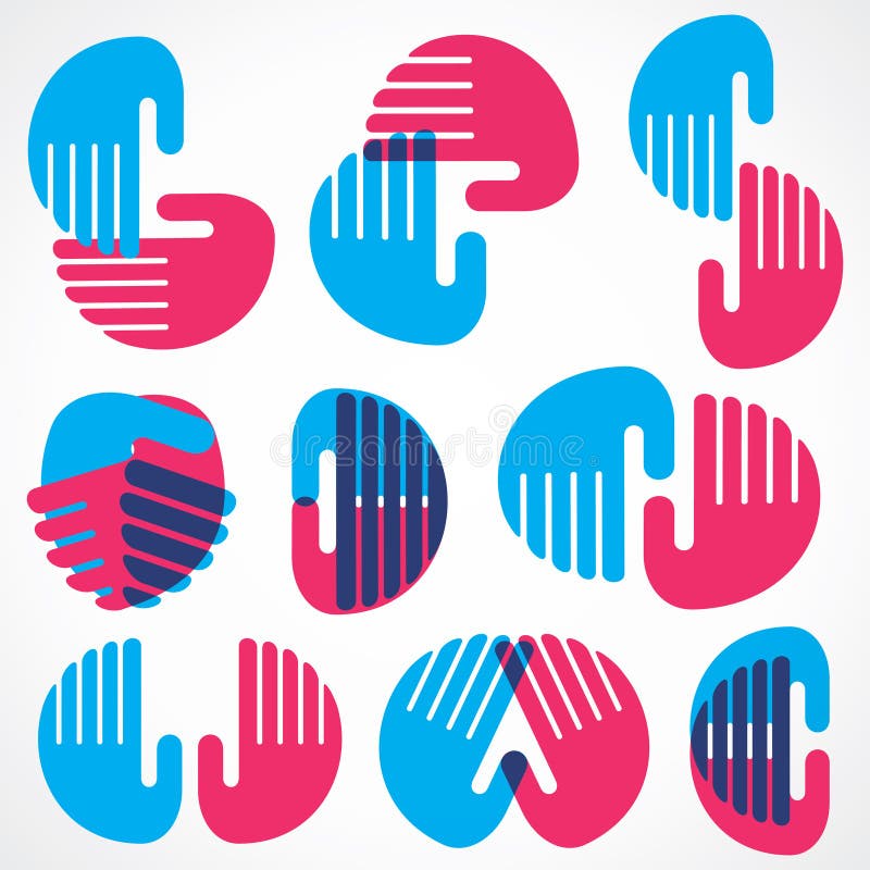 Helping Hand Different Shape Design with Hand Stock Vector ...