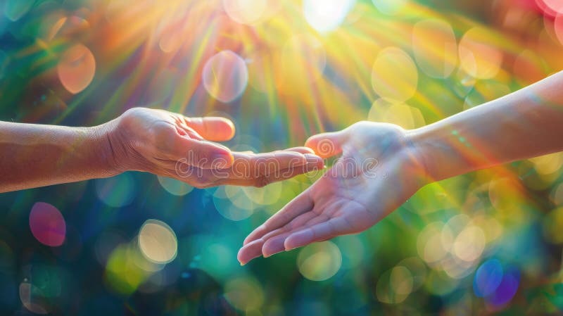 Helping Hand Reaching Out into the Light. AIG51A Stock Photo - Image of ...