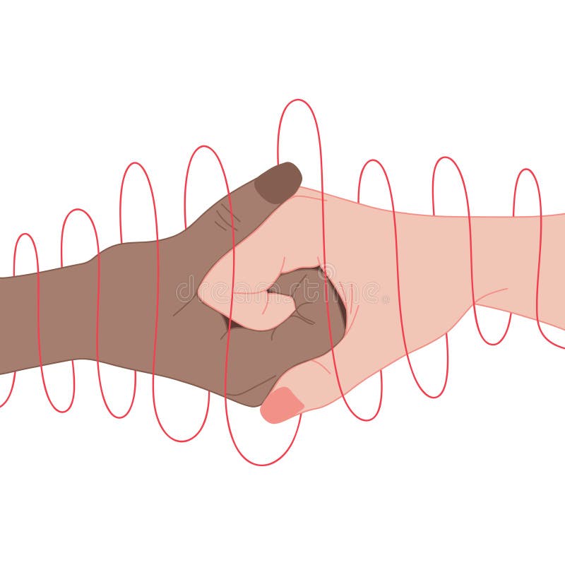 Helping Hand with Trapped in Red Tangled Strings. Gesture, Sign of Help ...