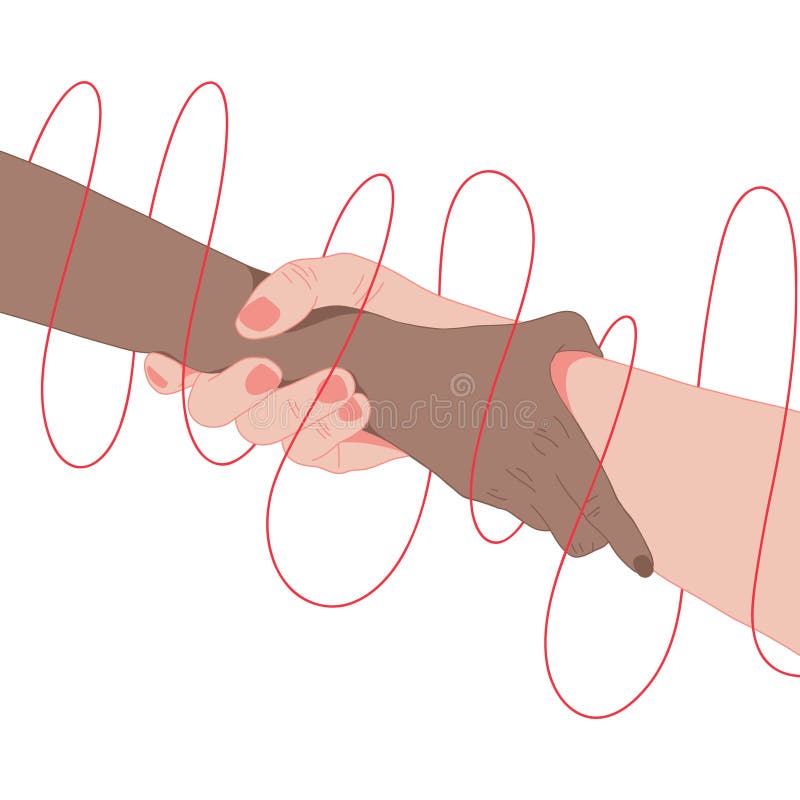 Helping Hand with Trapped in Red Tangled Strings. Gesture, Sign of Help ...
