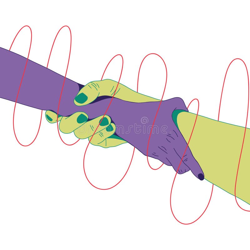 Helping Hand with Trapped in Red Tangled Strings. Gesture, Sign of Help ...