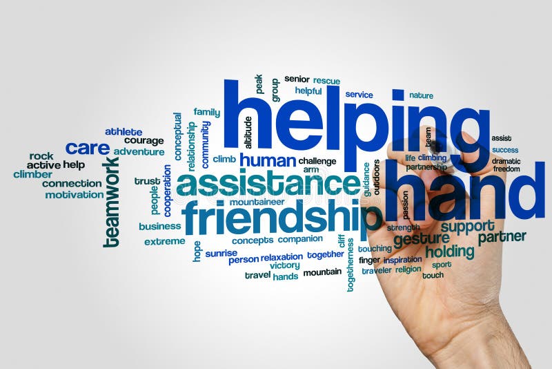 Helping hand word cloud stock image. Image of climber - 90730397