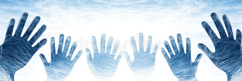 Helping Hands on Grunge Ice - Team Support Symbol, Winter, Community ...