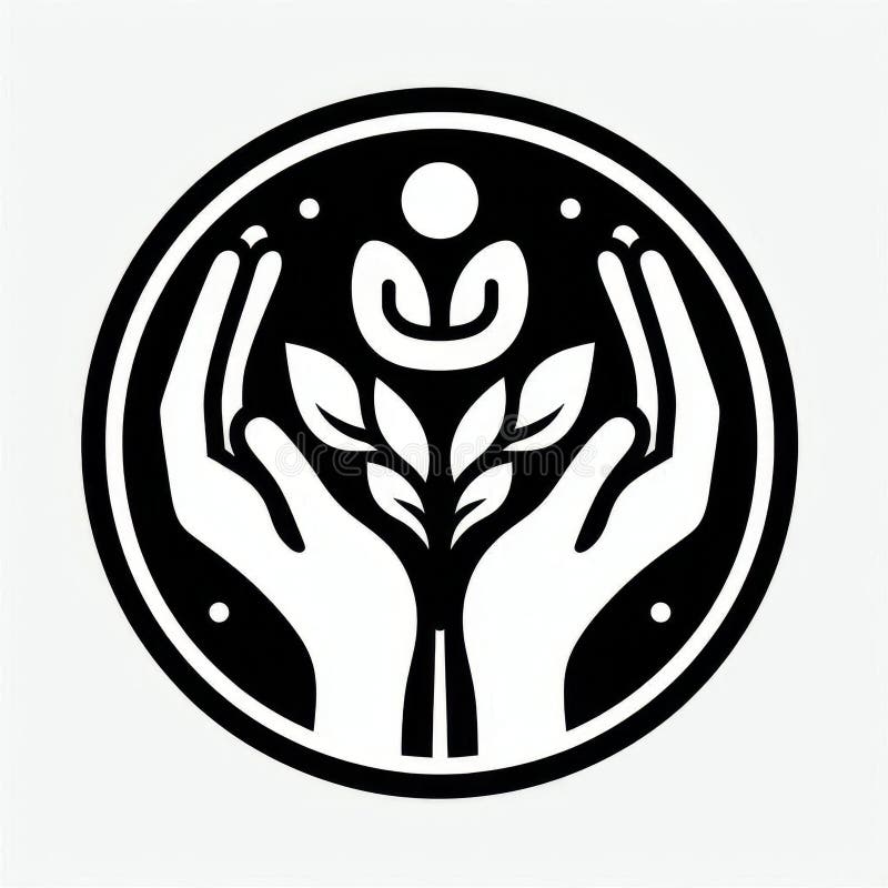 Helping Hands and Human Icon in Circle, Compassion Care Logo Design on ...