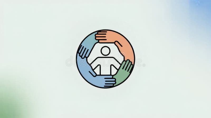 Helping Hands and Human Icon in Circle, Compassion Care Logo Design on ...