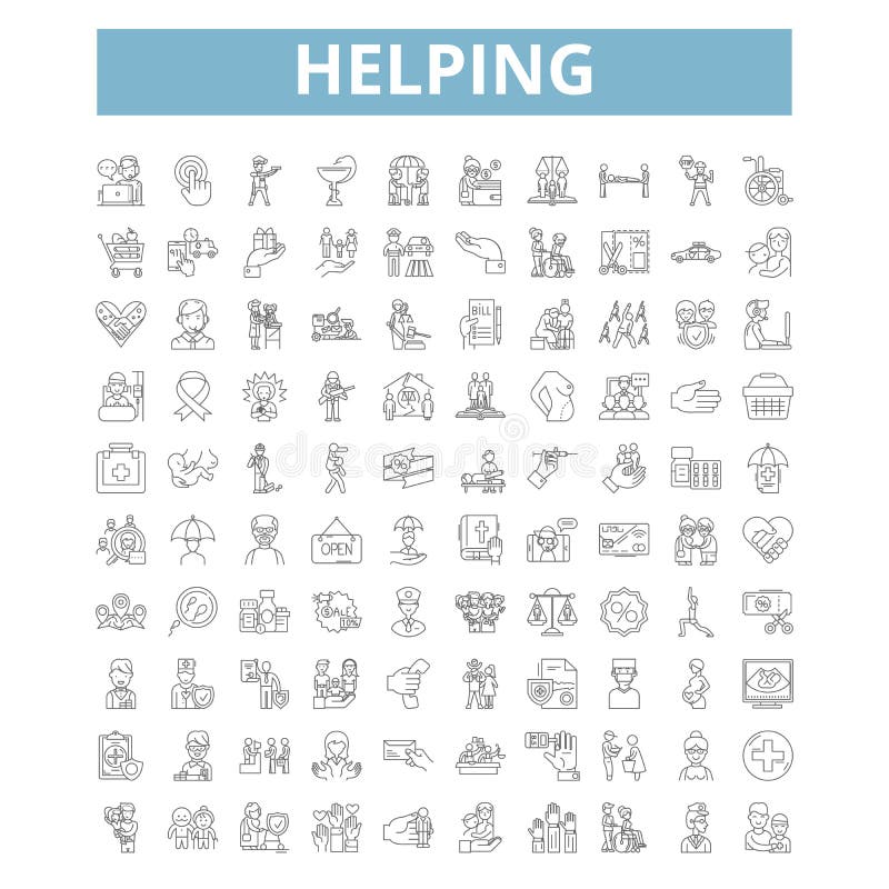 Helping Icons, Line Symbols, Web Signs, Vector Set, Isolated ...