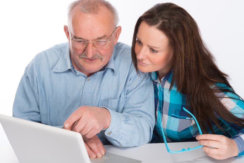 Senior Lady Computer Lesson Stock Image - Image of mature, enthusiastic ...