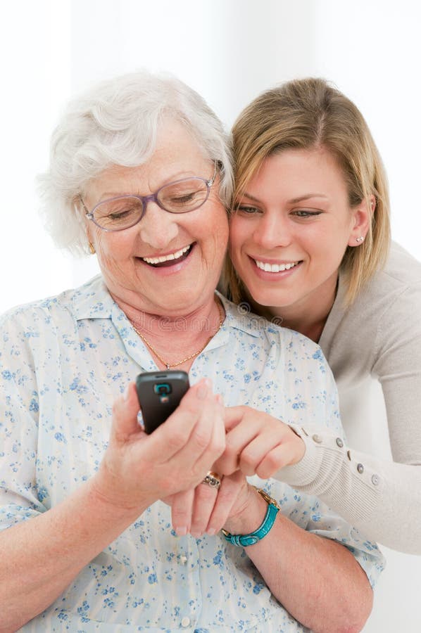 Helping with New Technology Stock Photo - Image of mobile, happiness ...
