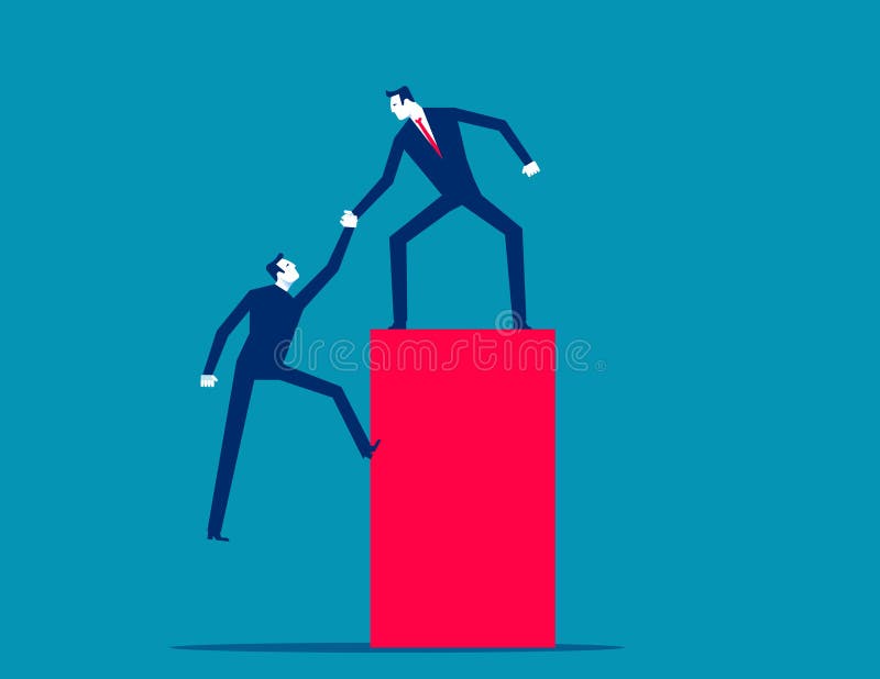 Helping a Partner. Helping To Reach Goal As Teamwork Power with ...