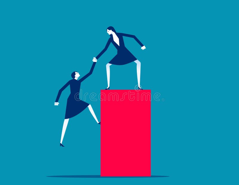 Helping a Partner. Helping To Reach Goal As Teamwork Power with ...