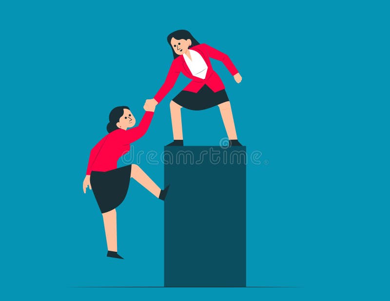 Helping a Partner. Helping To Reach Goal As Teamwork Power with ...