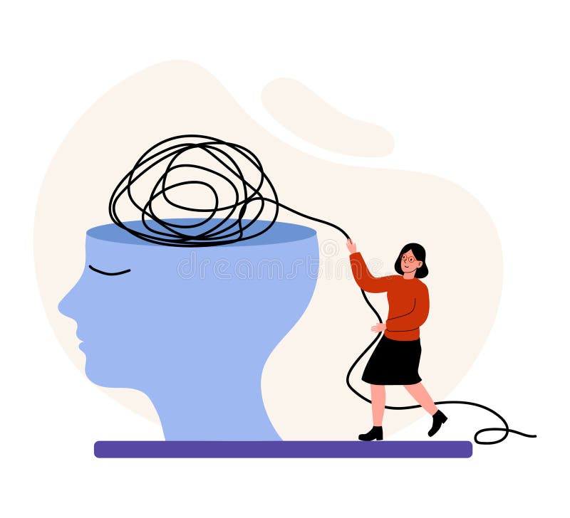 Helping To Untangle Thoughts Represented by a Woman with a Blue Head ...