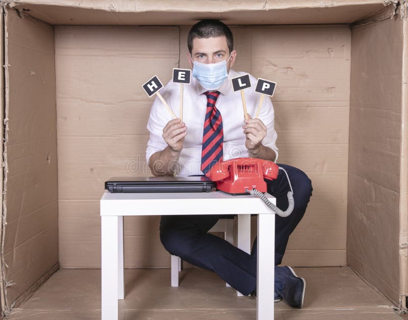 Helpless Businessman with Laptop in His Lap Stock Photo - Image of ...