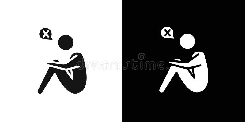 Helpless Human Icon Flat Vector Set Outline Stock Vector - Illustration ...